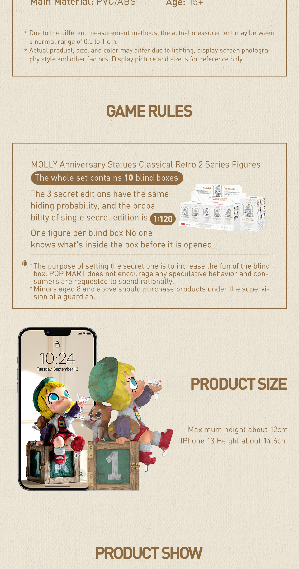 POP MART MOLLY Anniversary Statues Classical Retro 2 Series Figures ...