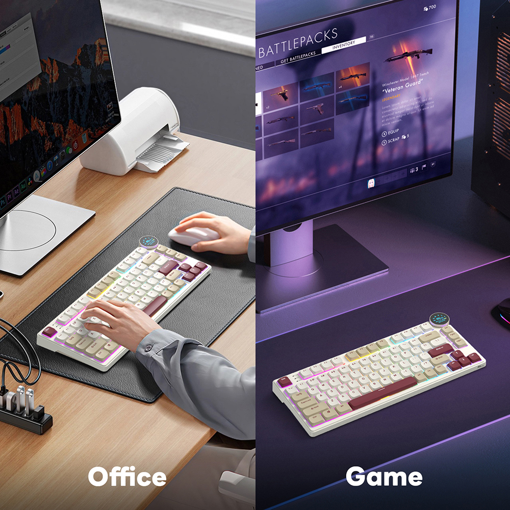 Royal Kludge RK N80 Pearly Dawn 80 Key Low Profile Tri-Mode RGB แบบมี ...