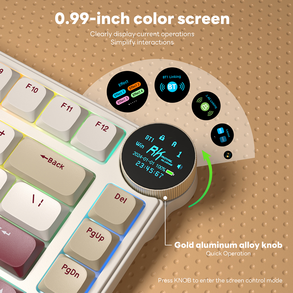 Royal Kludge RK N80 Rosy Clouds 80 Key Low Profile Tri-Mode RGB แบบมี ...