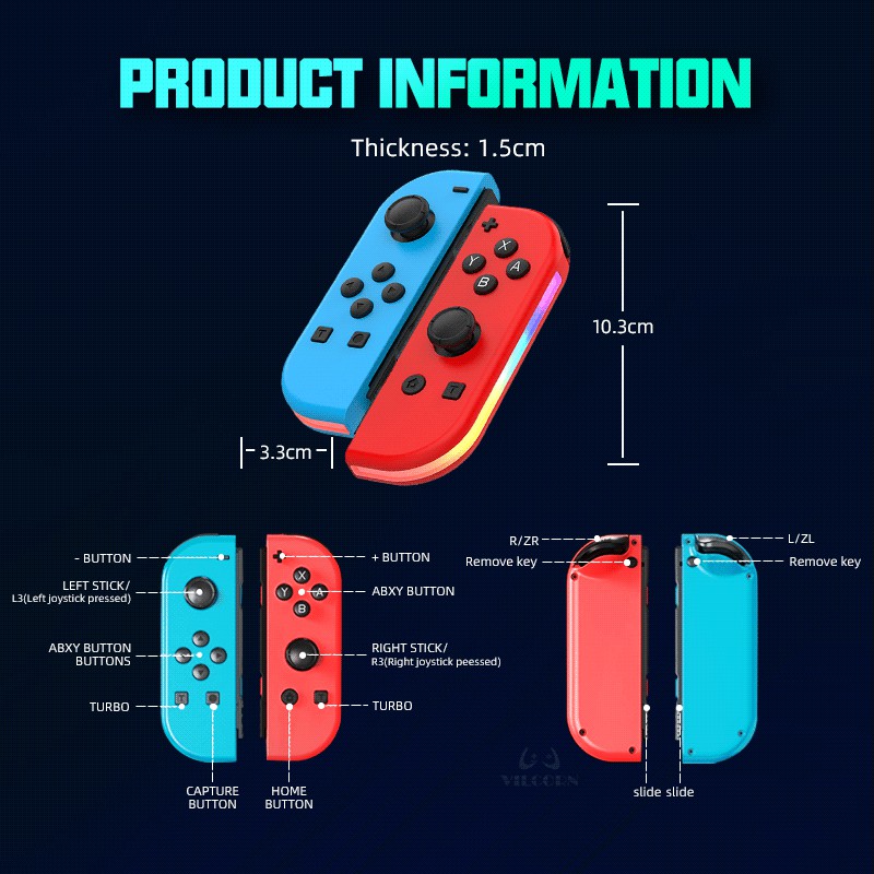Vilcorn Joy-2 จอยแพด สําหรับ Nintendo Switch Lite Oled Joy Con Zelda Switch Joystick PC Yuzu ...