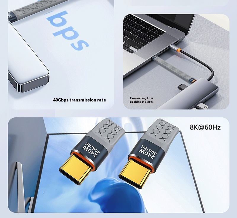 Pd 240W USB4.0 Gen3 FPC สาย 5A USB C ถึง Type C Fast สายชาร์จ 8K 40Gbps Data Transfer Extension ...