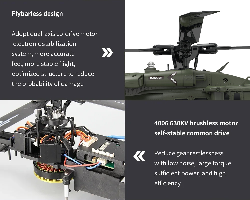 YXZNRC F09-V UH60 Black Hawk พร้อม Gyro 2.4G 6CH 1:47 Scale ...