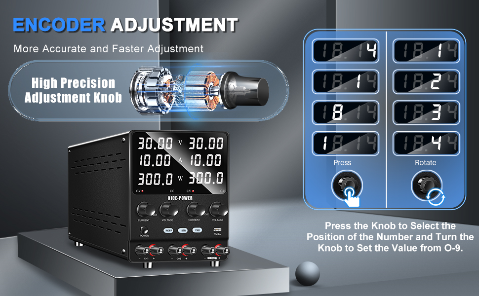 Nice-power Dual DC Power Supply Dual-channel Bench Source 30V 10A 12 ...