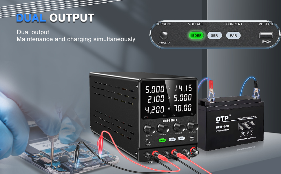 Nice-power Dual DC Power Supply Dual-channel Bench Source 30V 10A 12 ...