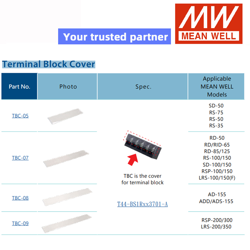 MEAN WELL Terminal Block Cover TBC-05 / 07/ 09 ขายึดโลหะ MHS012 ...
