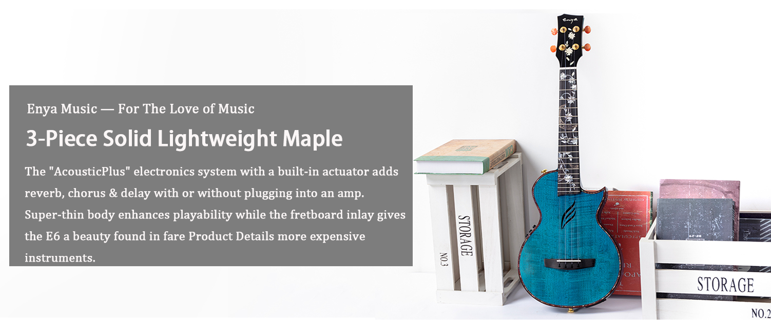 Enya E6 Tenor Ukulele All Solid Flame Maple Ukulele ในตัว AcousticPlus ...
