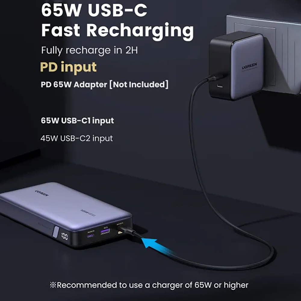 BANK By UGREEN 25000mAh แล็ปท็อป Powerbank PD 145W Fast Charging 10000mAH Powerbank | Shopee ...