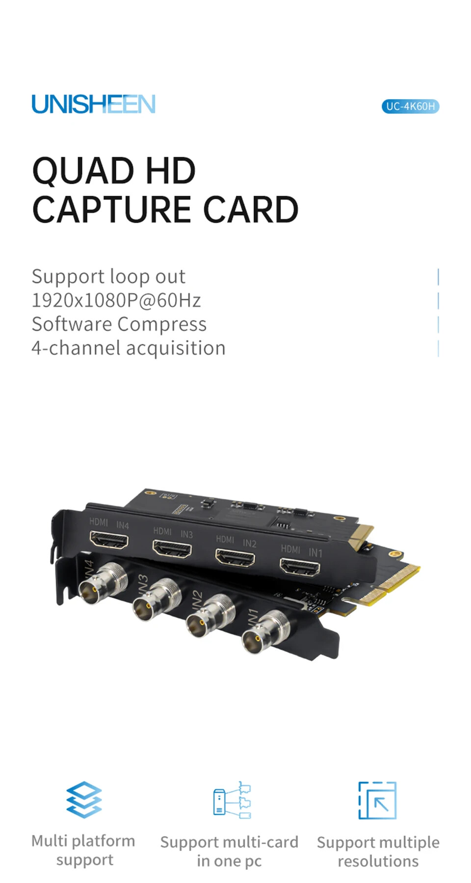 ⭐Unisheen HD Video Capture Card Box Zoom 1080p OBS Vmix Wirecast ...