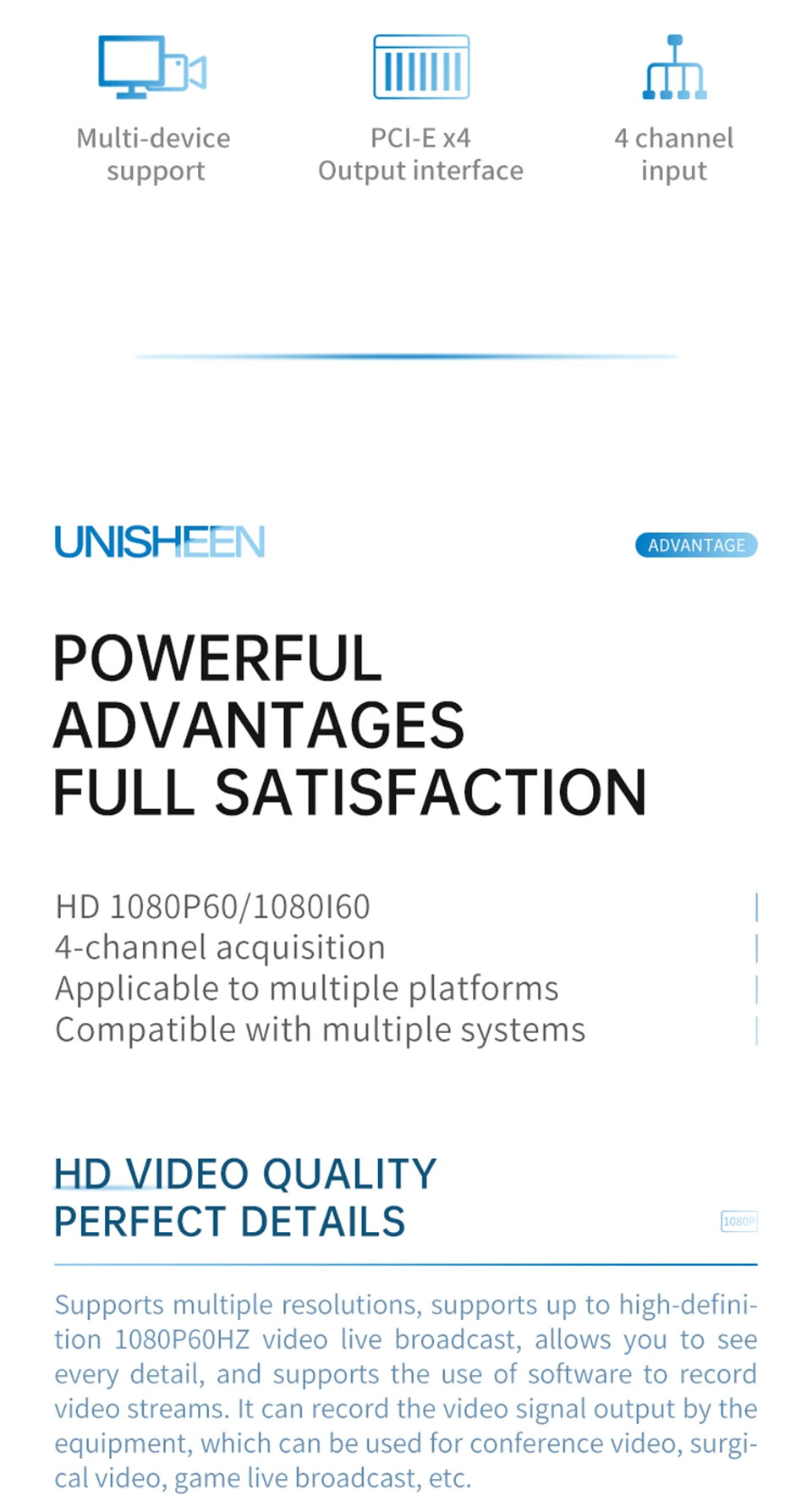 ⭐Unisheen HD Video Capture Card Box Zoom 1080p OBS Vmix Wirecast ...
