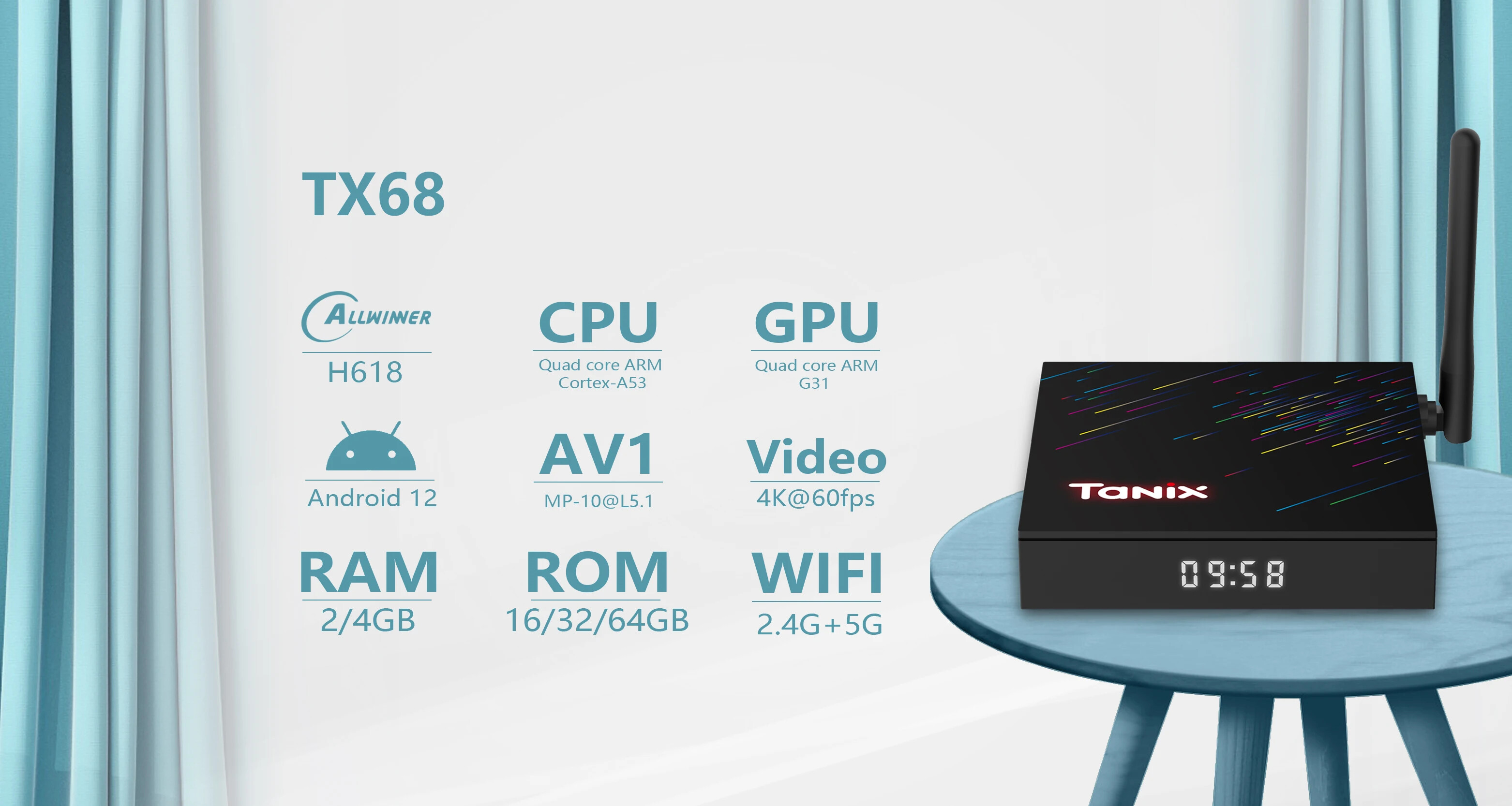 Salange Android TV Box, TX68 Android 12.0 TV Box 2GB/4GB RAM 16GB/32GB ...