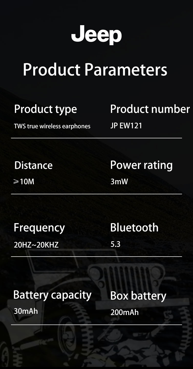 Jeep EW121 หูฟังบลูทูธ เสียงดี HD Calls โทรคุยชัด บลูทูธ 5.4 จับคู่เร็วหูฟังบลูทูธ พร้อมไมโครโฟน ...