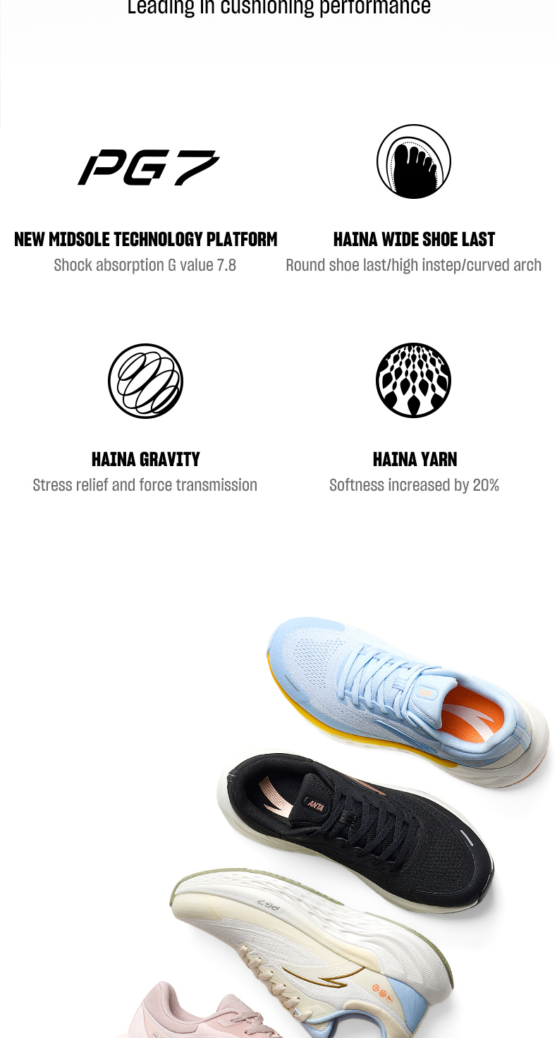 Anta Women PG 7 TRAVEL 2E Widefoot รองเท้าวิ่งผู้ชาย แผ่นรองรับแรง ...