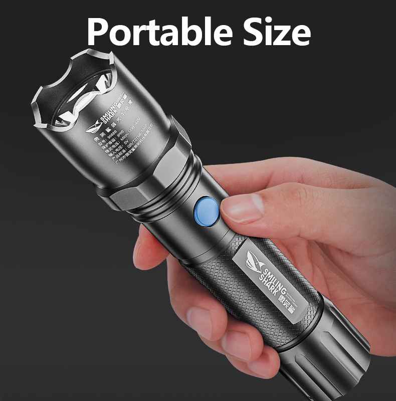 SmilingShark 9088B ไฟฉาย led แสงที่แข็งแกร่ง แบบพกพา คบเพลิง ซุปเปอร์ไบรท์ USB ชาร์จใหม่ได้ 3 ...