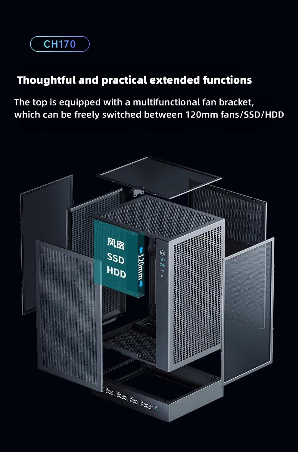 Deepcool CH170 คอมพิวเตอร์ ITX เคสขนาดเล็กหน้าจอแสดงผล 240 ตาข่าย Type ...