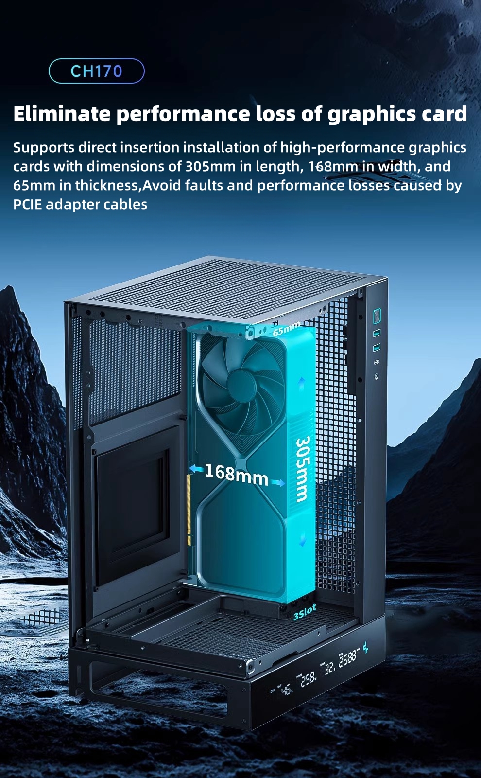 Deepcool CH170 คอมพิวเตอร์ ITX เคสขนาดเล็กหน้าจอแสดงผล 240 ตาข่าย Type ...