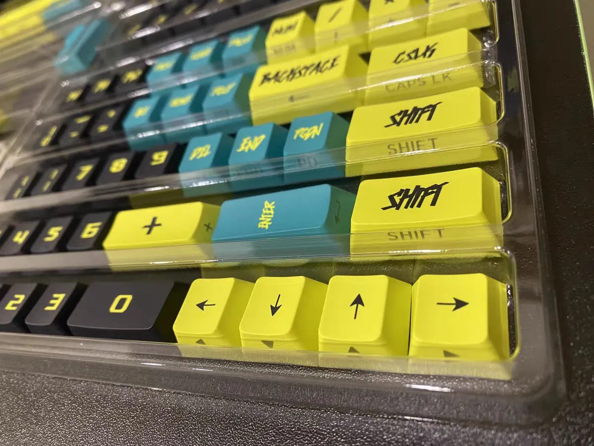 130 Keys Cyberpunk Keycaps Side Shine ผ่าน PBT Dye-sub Cherry Profile ...