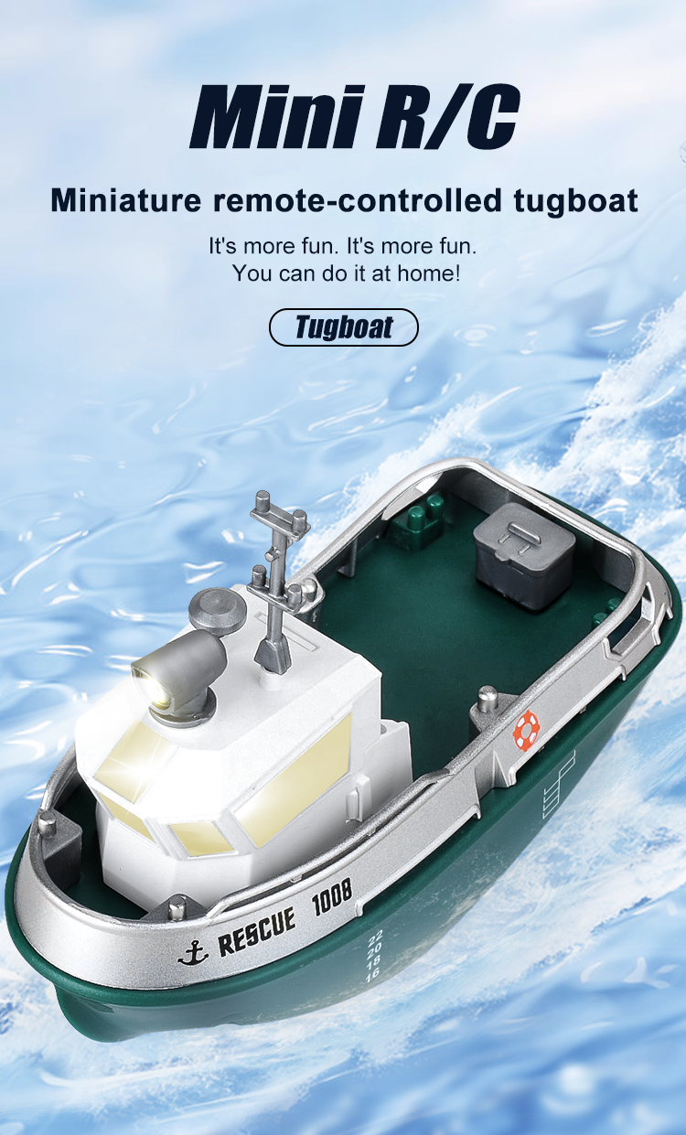 Koshobby Rc เรือ DIY 1:32 น้ํา Mini Tugboat Double Paddle Power ความ ...