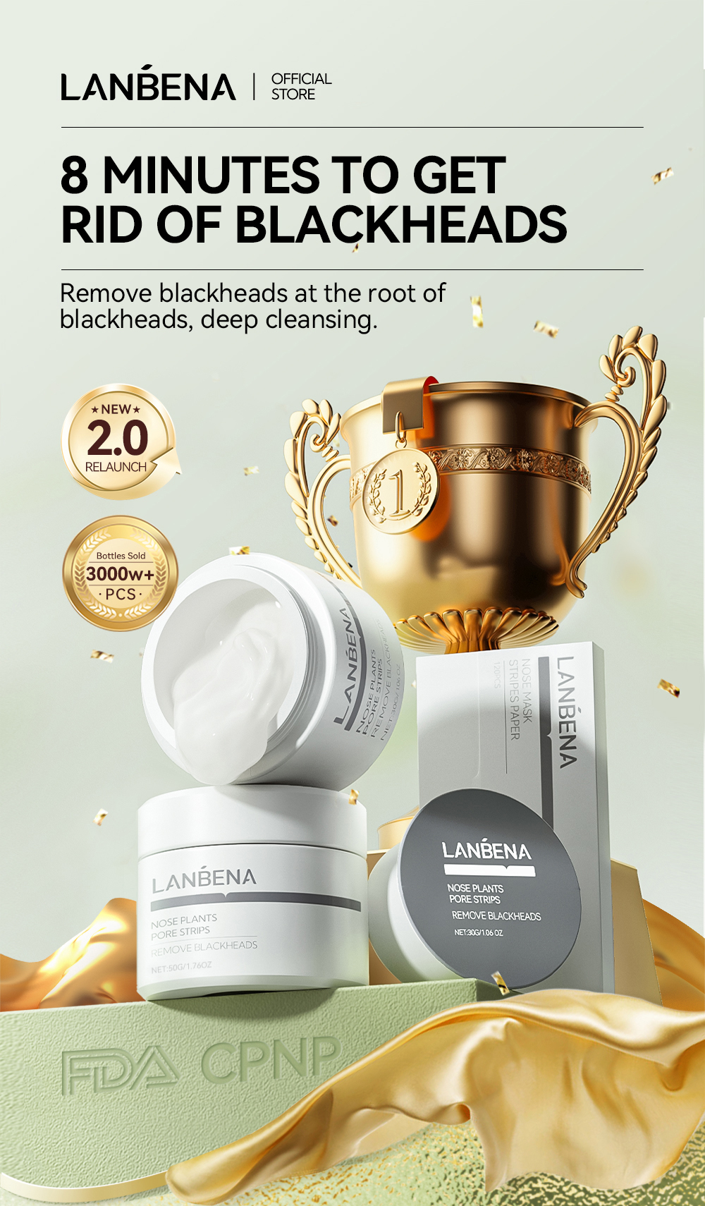 Lanbena Nose Plants Pore Strips Mask Version 2.0 คลีนซิ่งสิวหัวดํา ...