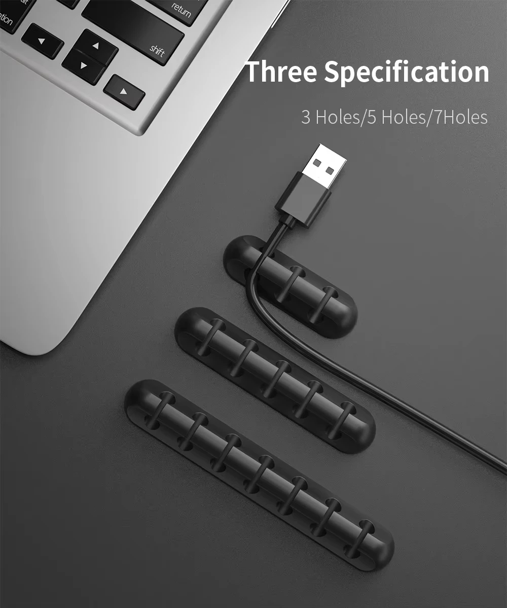 Cable Organizer Management Wire Holder ยืดหยุ่น USB Cable Winder Tidy ...