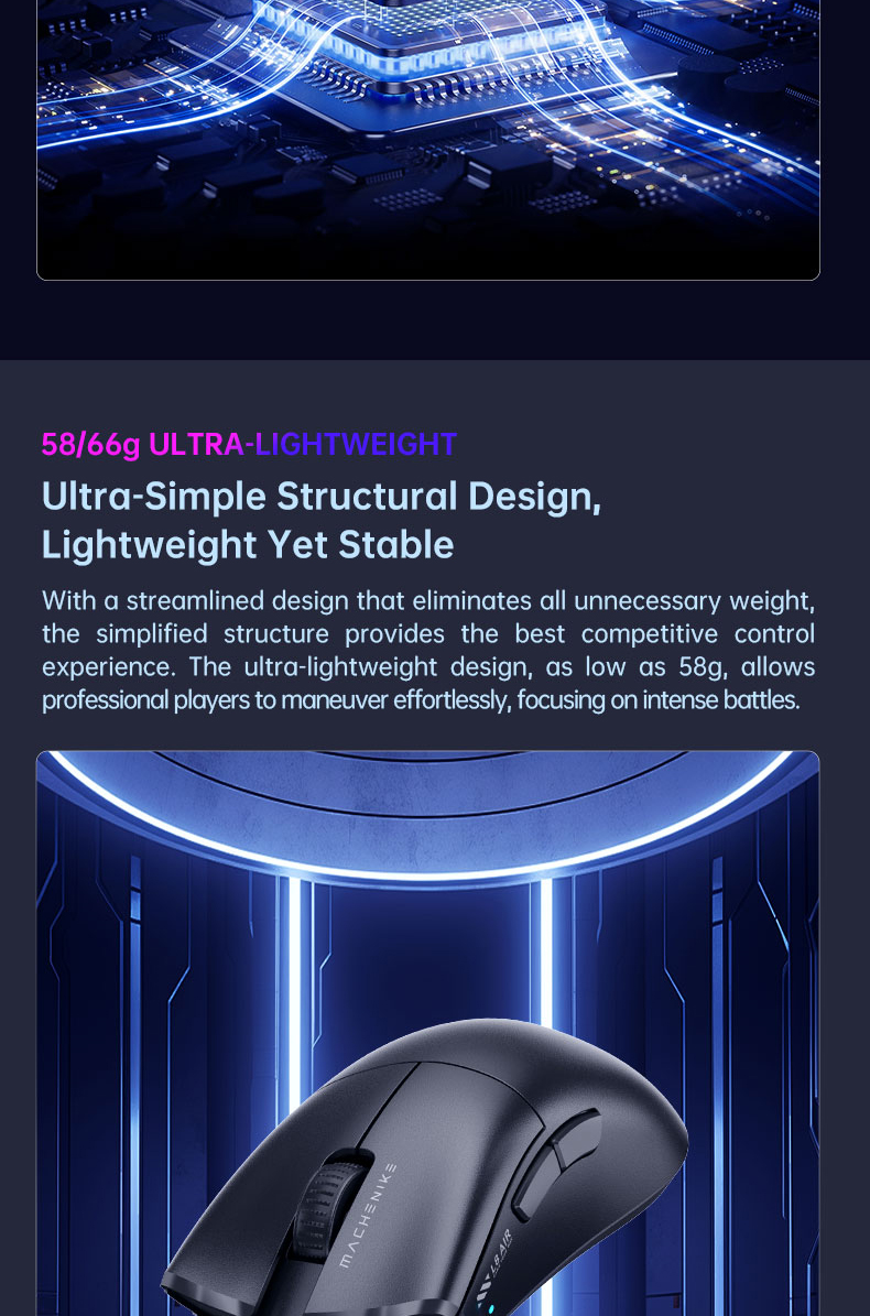 Machenike L8 Max Tri-Mode เมาส์ไร้สายพร้อมแท่นชาร์จ PAW3395 26000 DPI เมาส์สําหรับเล่นเกม 66g ...