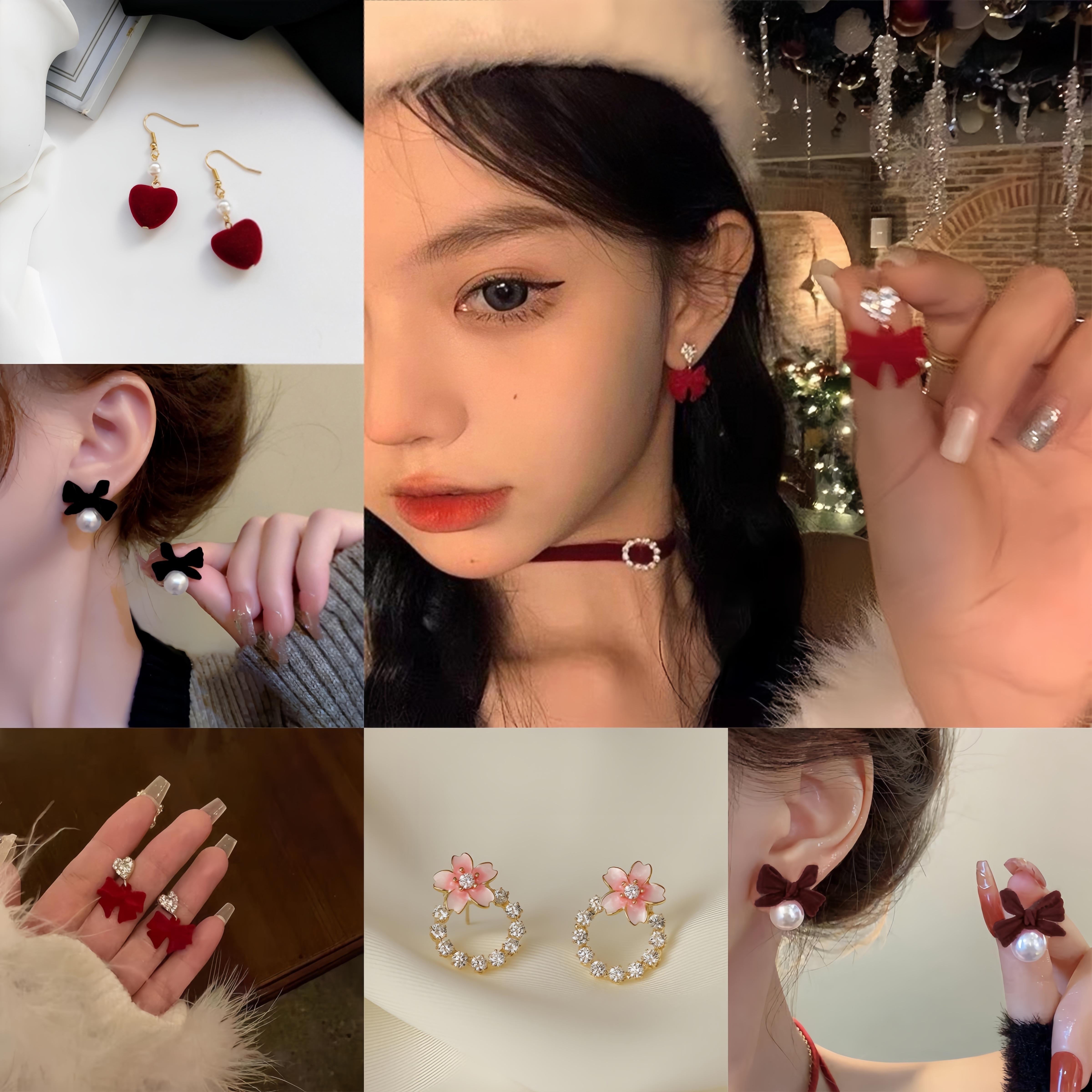 Byth ต่างหูสตั๊ด รูปใบไม้ ประดับพลอยเทียม แวววาว เครื่องประดับ สําหรับ ...