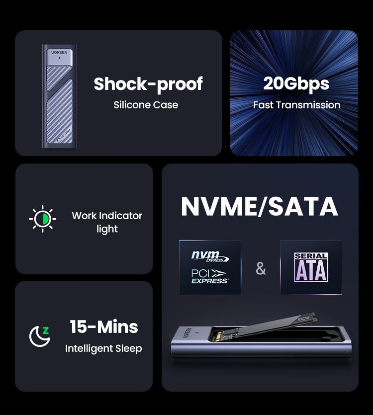 Ugreen M2 SSD กรณี M.2 NVMe SATA SSD Enclosure อะแดปเตอร์ 20Gbps USB 3. ... Ugreen M2 SSD กรณี M.2 NVMe SATA SSD Enclosure อะแดปเตอร์ 20Gbps USB 3. ...