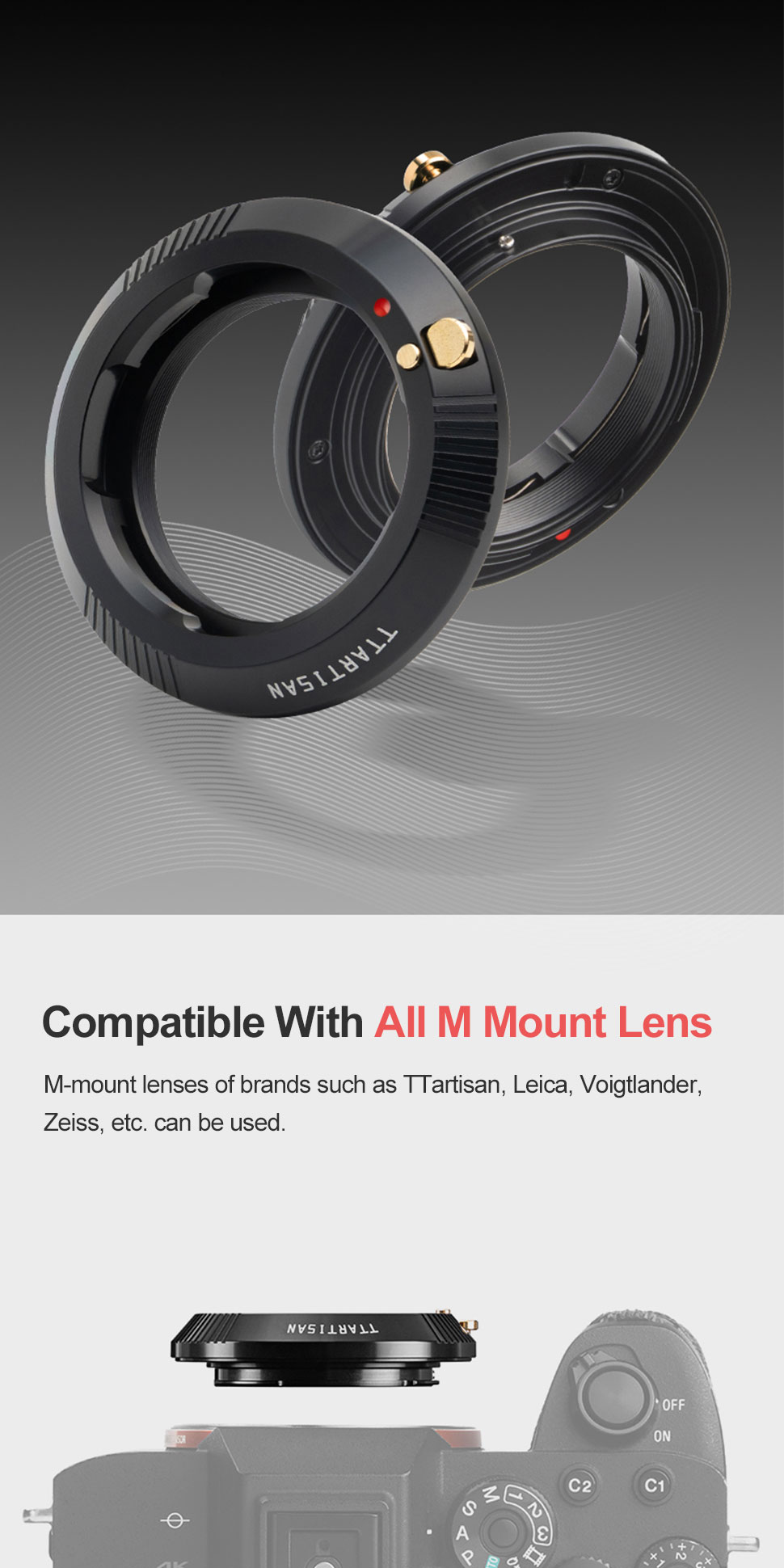 Ttartisan adapter M-E M-RF M-FX M-E M-RF M-FX M-GFX M-Z M-L M-GFX สําหรับเลนส์กล้อง Leica M sony ...
