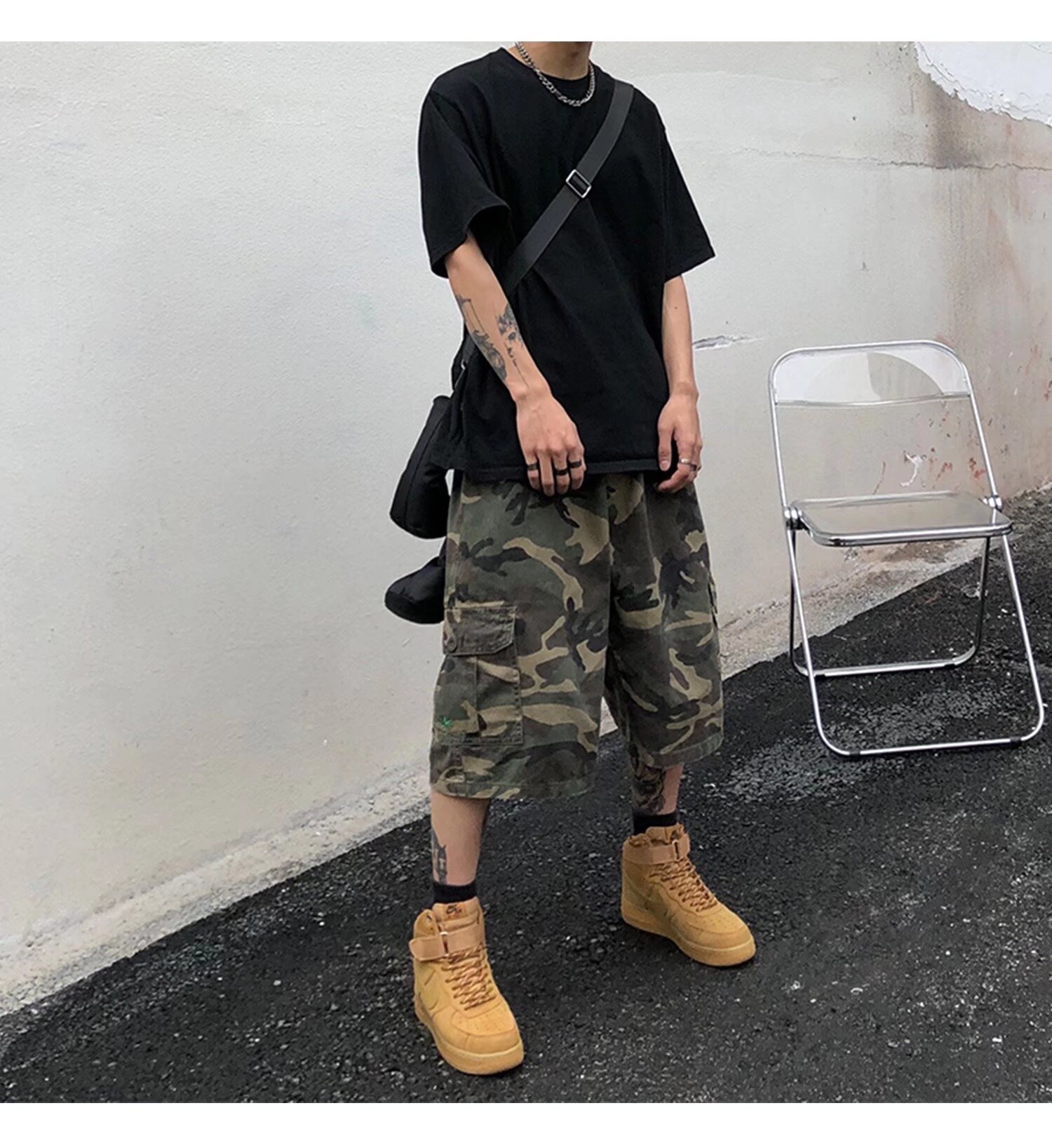 American Retro Overalls Shorts Summer Street Wear Loose All-Match ...