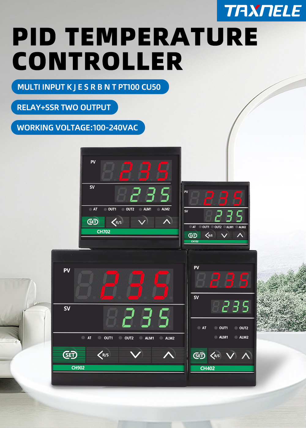Dual Relay Output PID Temperature Controller Digital Thermostat CH102 CH402 CH702 CH902 AC110V ...