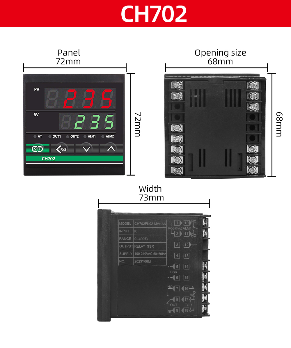 Dual Relay Output PID Temperature Controller Digital Thermostat CH102 CH402 CH702 CH902 AC110V ...