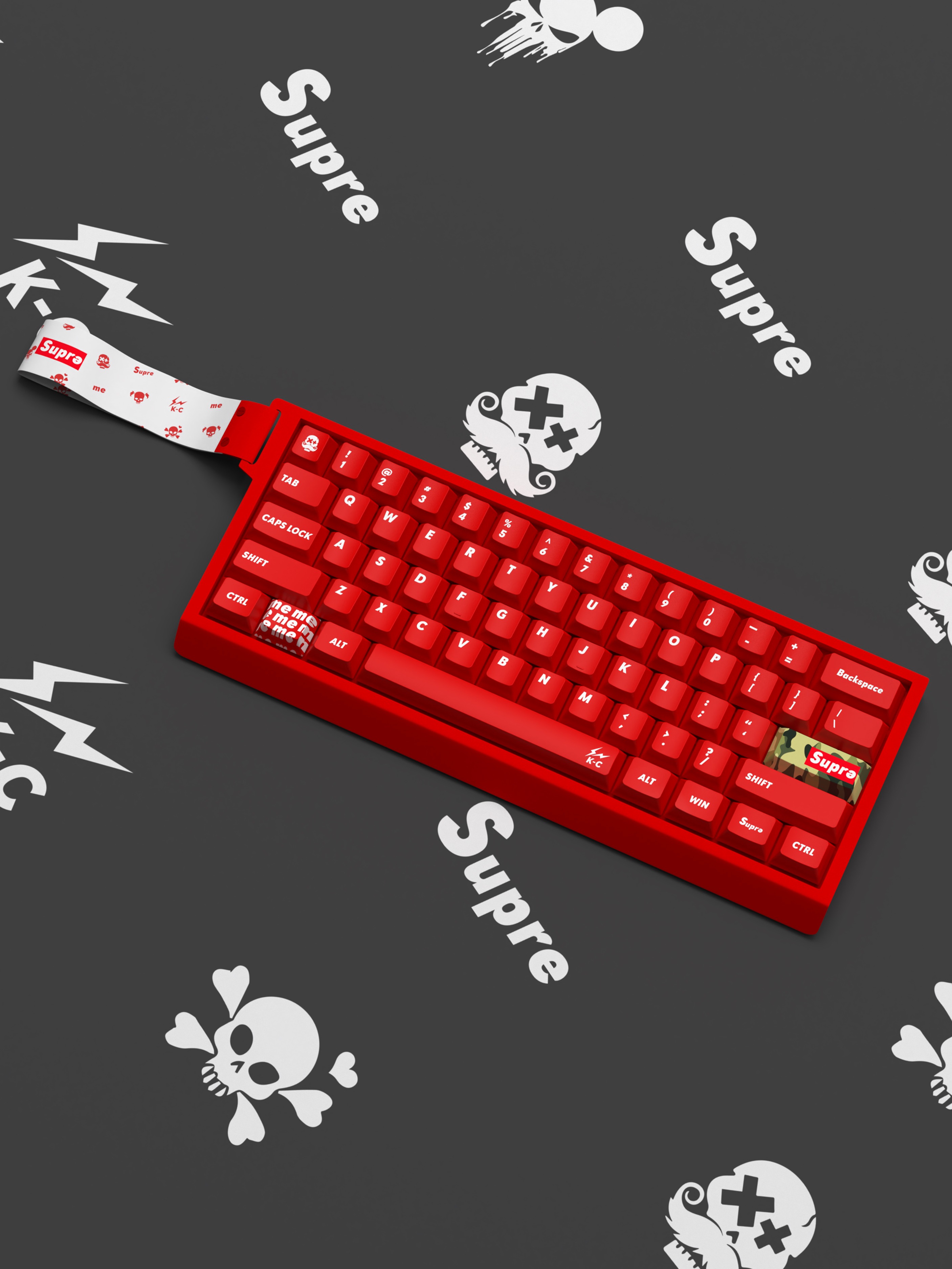 -LW- Key CERBERUS ปุ่มกดสีแดงที่กําหนดเองคีย์บอร์ดแบบกลไก PBT Keycap ...