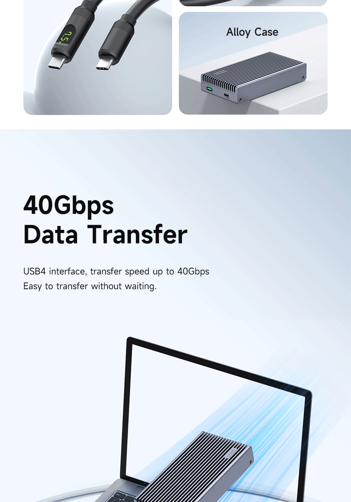 Hagibis 40Gbps USB4 M.2 NVMe SSD Enclosure จอแสดงผล LED USB4 สําหรับ ...