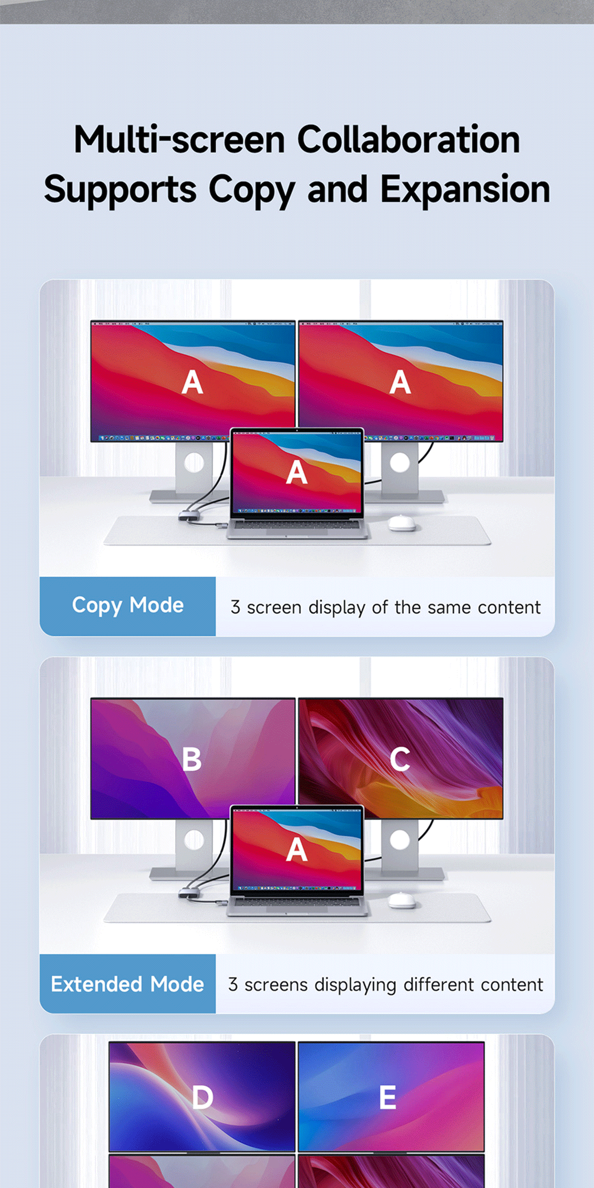 Hagibis 2 in 1 USB A/USB C ถึงอะแดปเตอร์ HDMI MST Dual Monitor ...