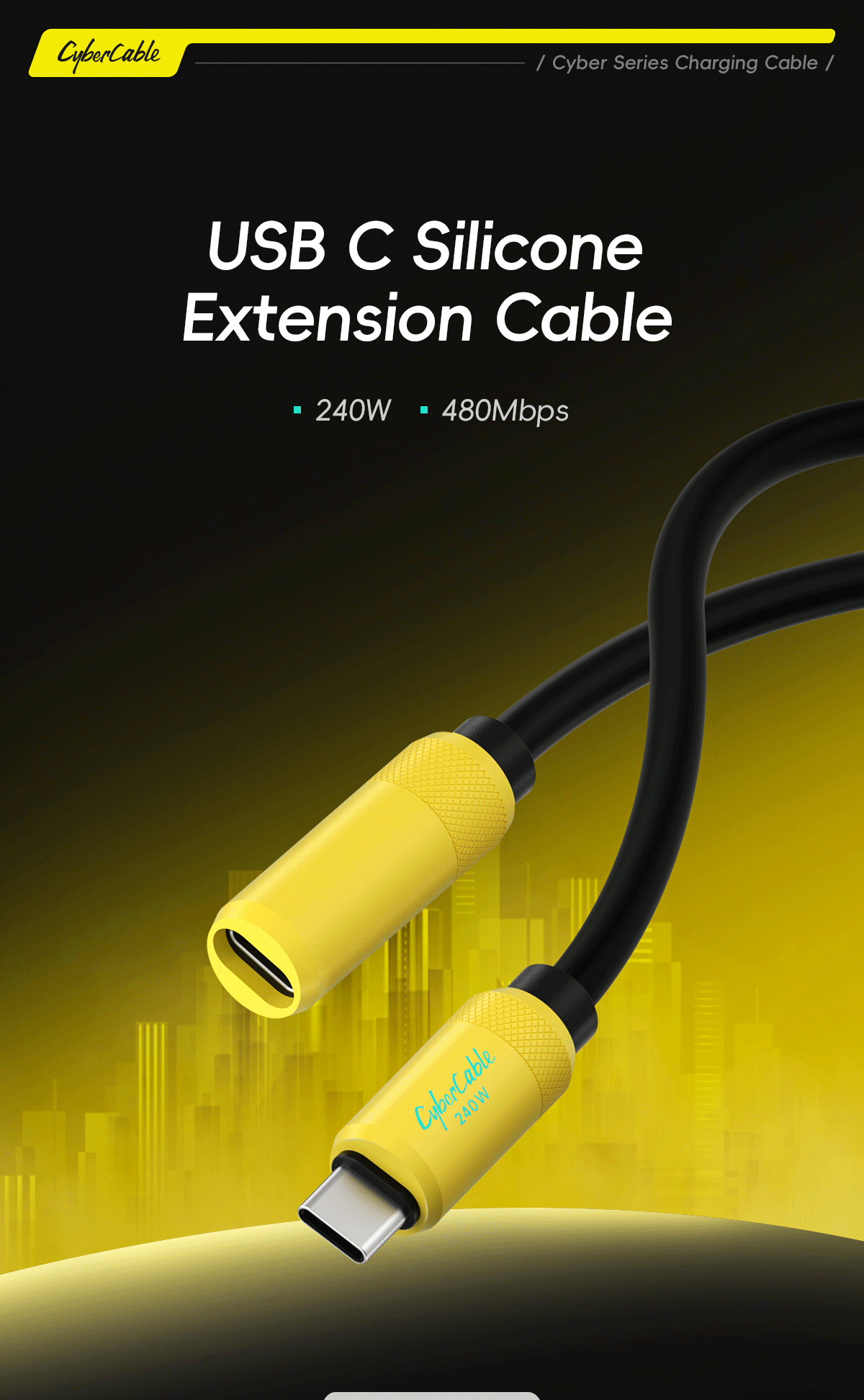 Hagibis สายต่อ USB C ซิลิโคน True Type C ชายหญิง Fast Charging Extender พร้อม Transfer สําหรับ ...