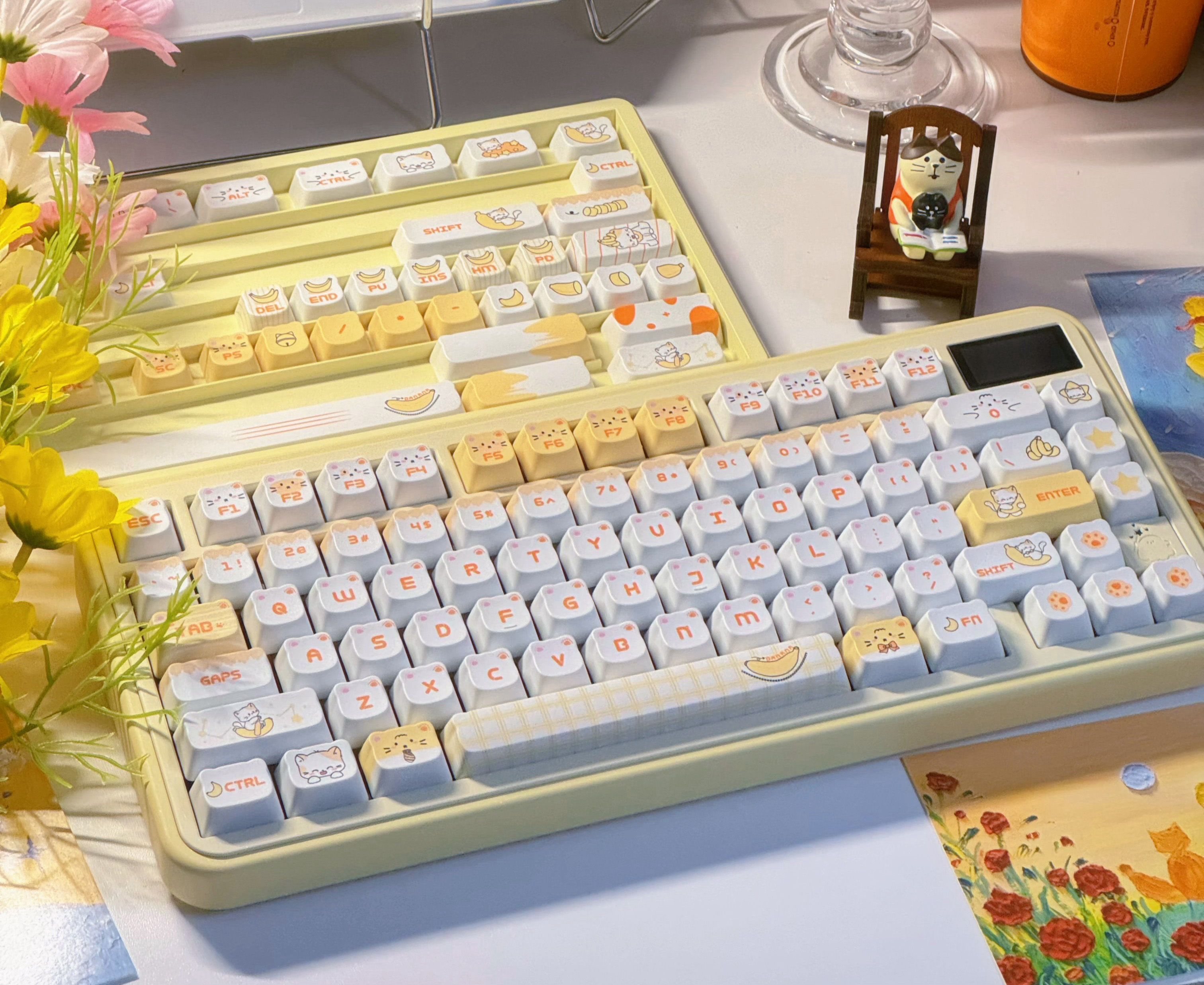 Banana Cat Keycaps PBT Dye-sub BBA Profile Keycap Custom Keycaps ใช้งาน ...