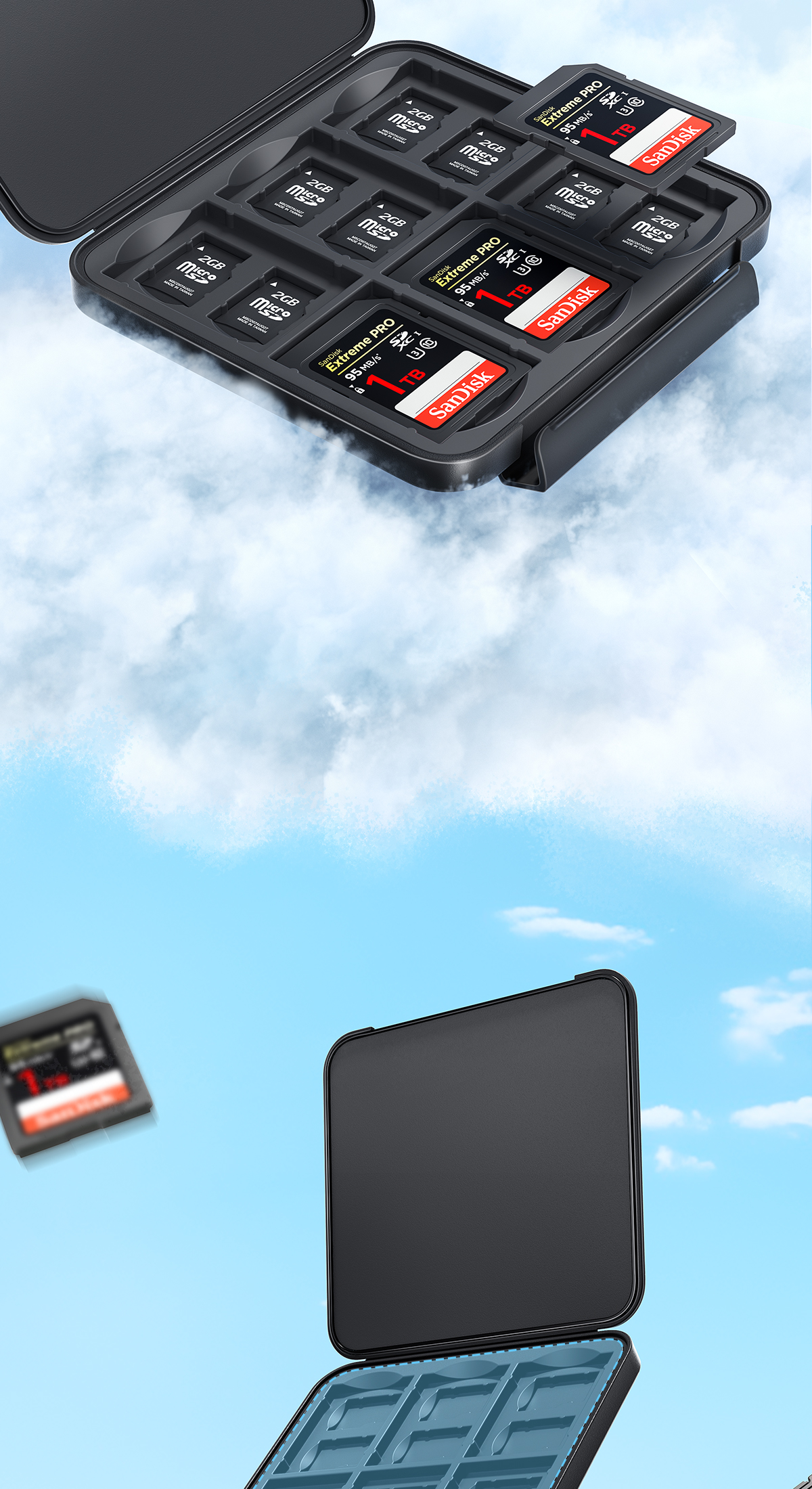 Llano Card Case Holder กันน้ําและป้องกันการกระแทกการ์ดหน่วยความจํา ...
