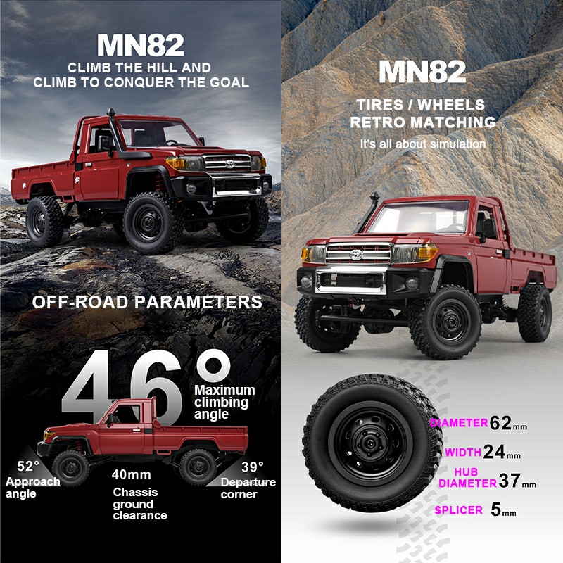 พร้อมสต็อก MN รุ่น MN82 PRO 1:12 RC รถ 2.4G 4WD Off-Road รถบรรทุกรุ่น ...