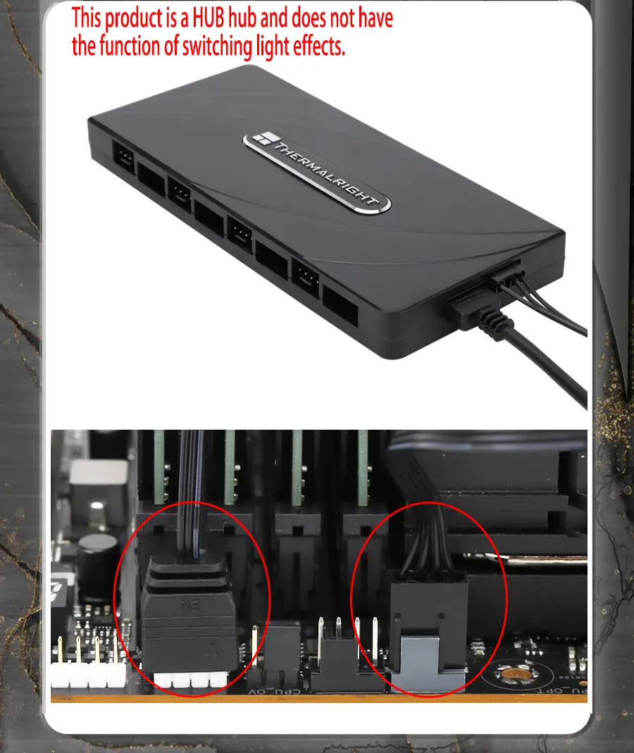 Thermalright PWM Fan Hub ARGB Hub 10-Port 4 Pin PC Fan Controller 12V Fan Hub, Strong Paste ...