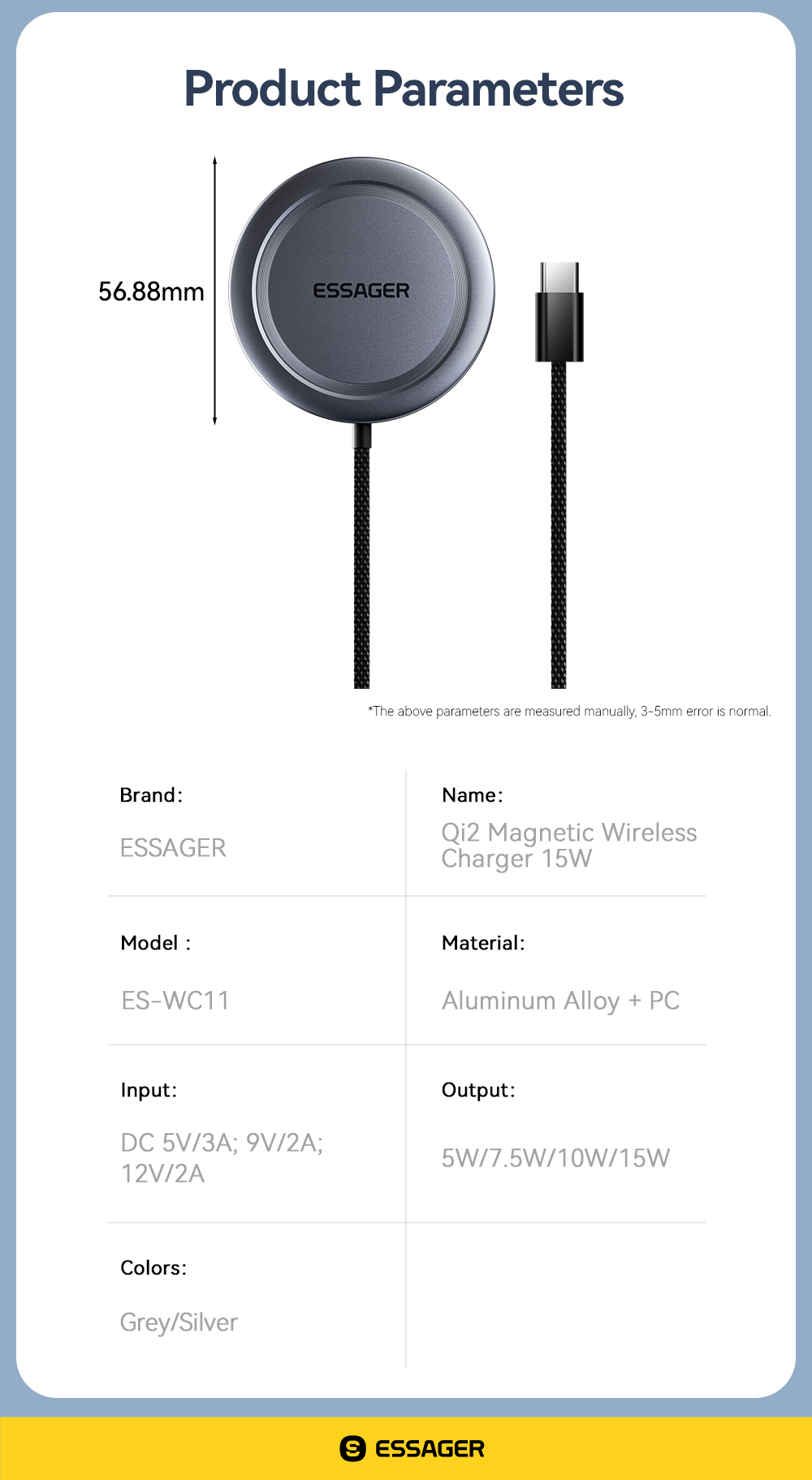 Essager 15W Qi2 อลูมิเนียมแม่เหล็กไร้สาย fast charging Charger ใช้งาน ...