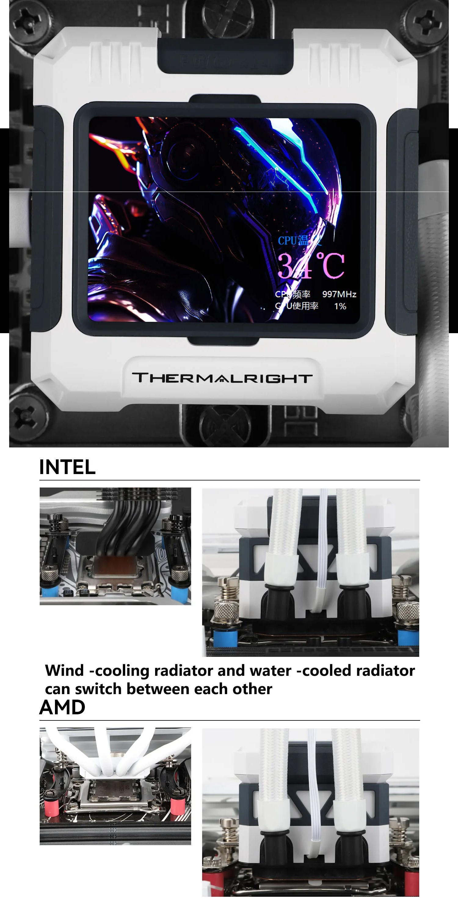 Thermalright FW240/360 ARGB CPU Liquid Cooler 2.4 นิ้ว IPS PWM ควบคุม ...