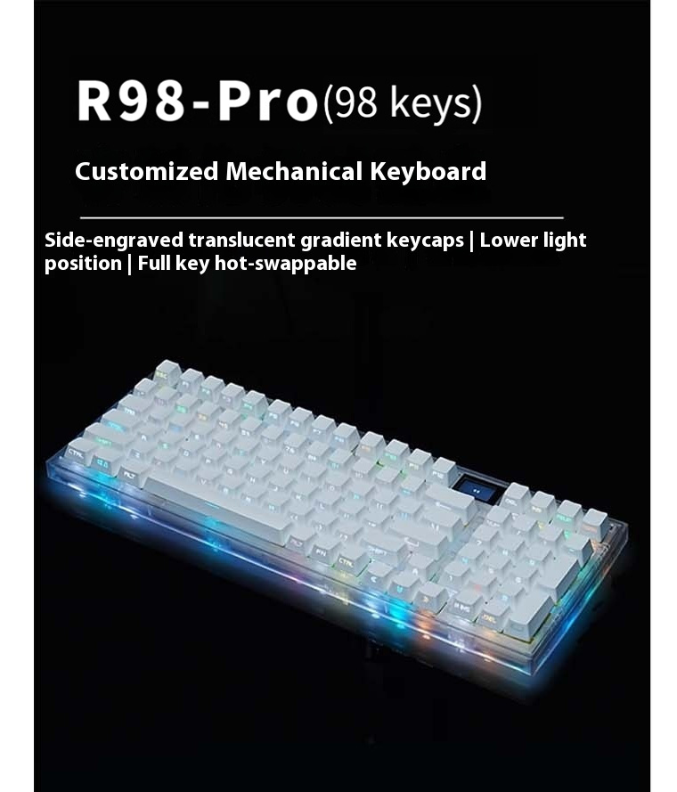 Reccazr R98 Pro คีย์บอร์ดเชิงกลแบบกําหนดเอง โครงสร้างปะเก็นสามโหมดพร้อมจอแสดงผล | Shopee Thailand