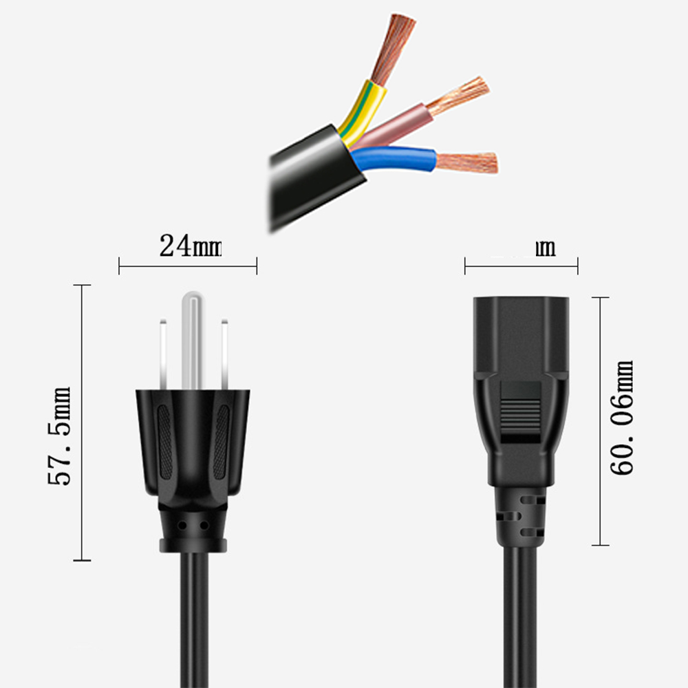 1.2m US Power Cable Euro Plug IEC C13 AC Power Supply สายไฟสําหรับ PC ...