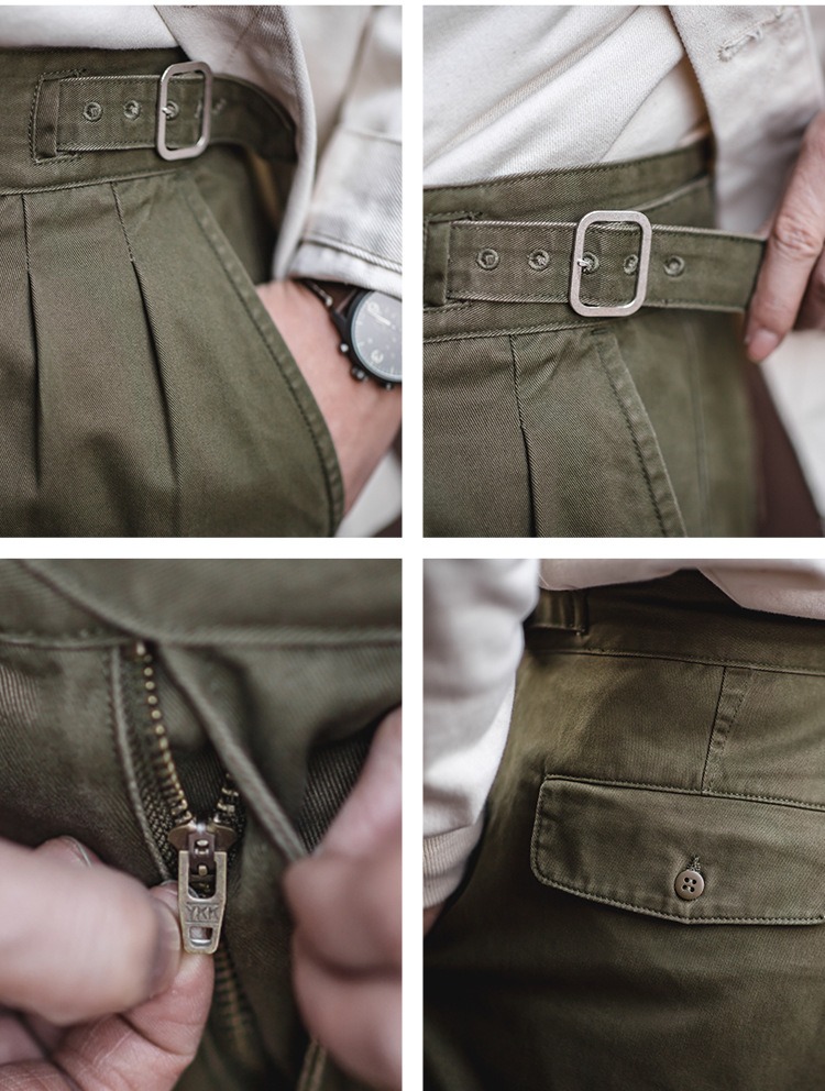 GRND American Retro Guarg Army กางเกงฤดูใบไม้ผลิฤดูใบไม้ร่วง Kuerka ตรง Naples กางเกงลําลอง ...
