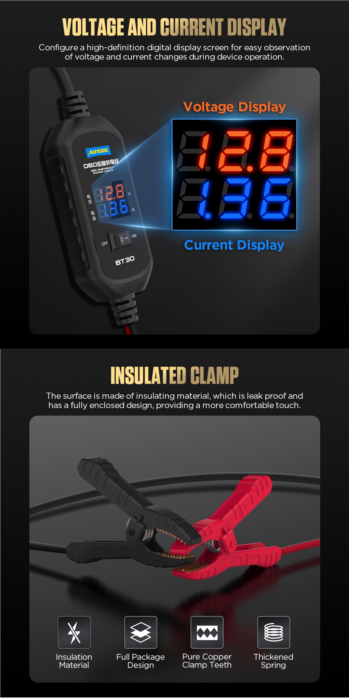 AUTOOL BT30 รถ OBD2 ECU Memory Saver เครื่องมือเปลี่ยนแบตเตอรี่สายไฟ ...