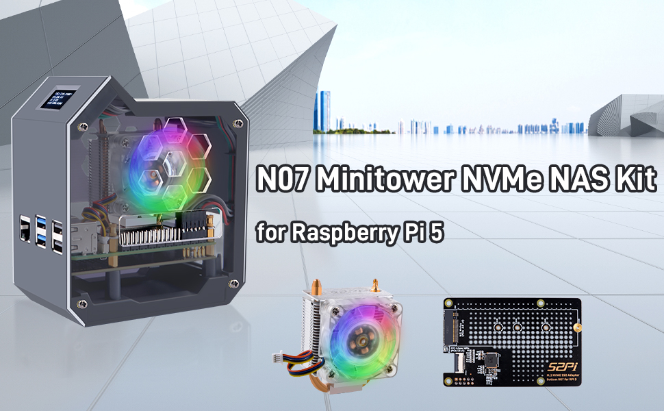 52pi N07 Minitower NVMe NAS ชุดสําหรับ Raspberry Pi 5 พร้อม Ice Tower ...
