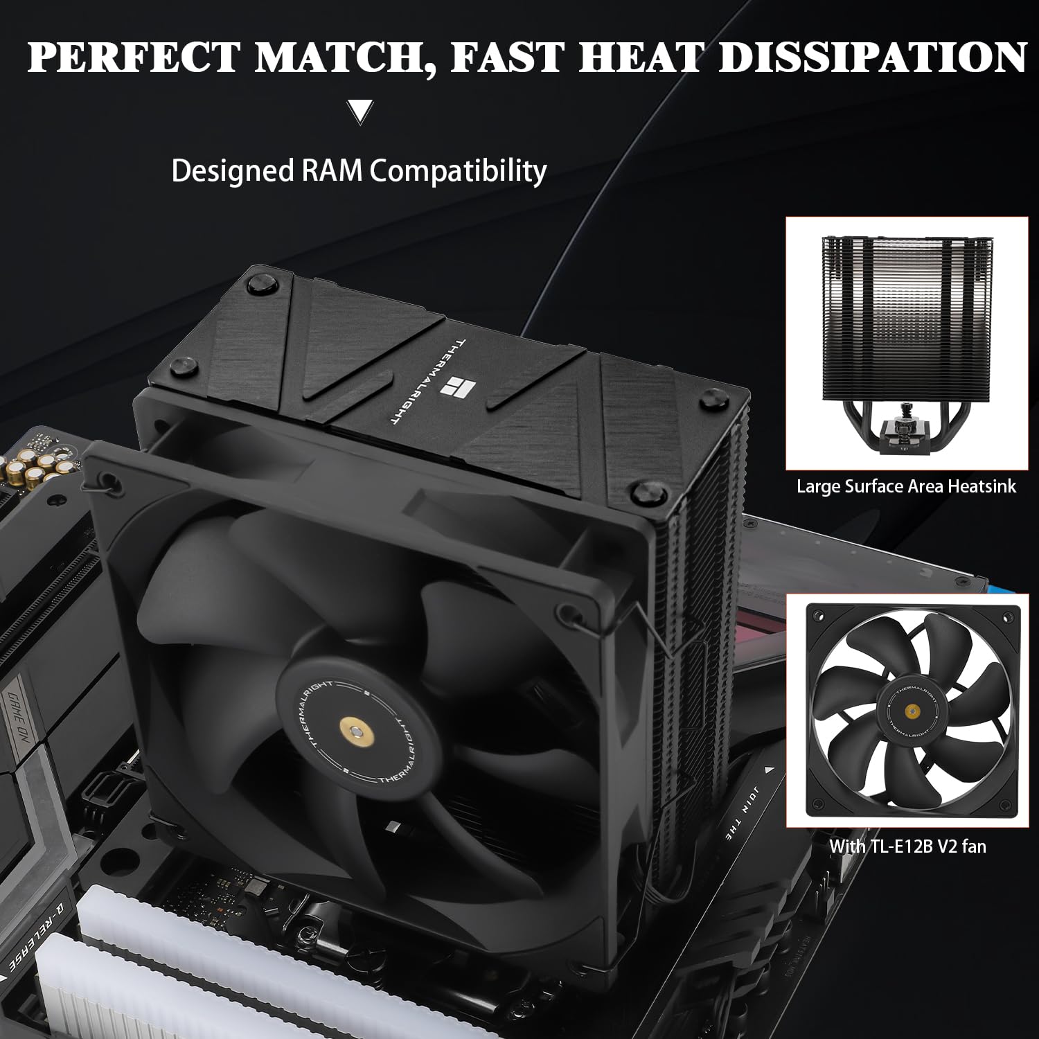 Thermalright AS120 EVO สีดํา CPU Air Cooler 4 ท่อความร้อน 120 มม.PWM ...