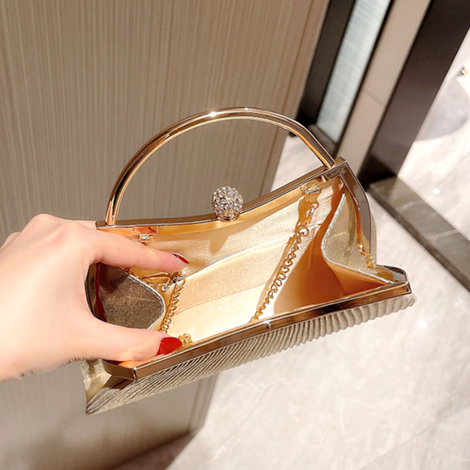 Dinner Clutch Bag Diamond-Studded Golden Small Bag Bag Bag Fashion ...