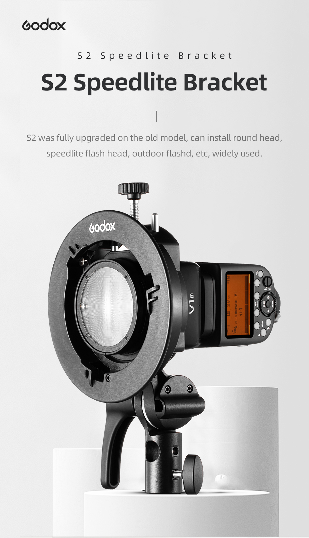 Godox S2 Bowens Mount Flash S-type ผู้ถืออะแดปเตอร์สําหรับ Godox V1 V860II AD200 AD400PRO ...