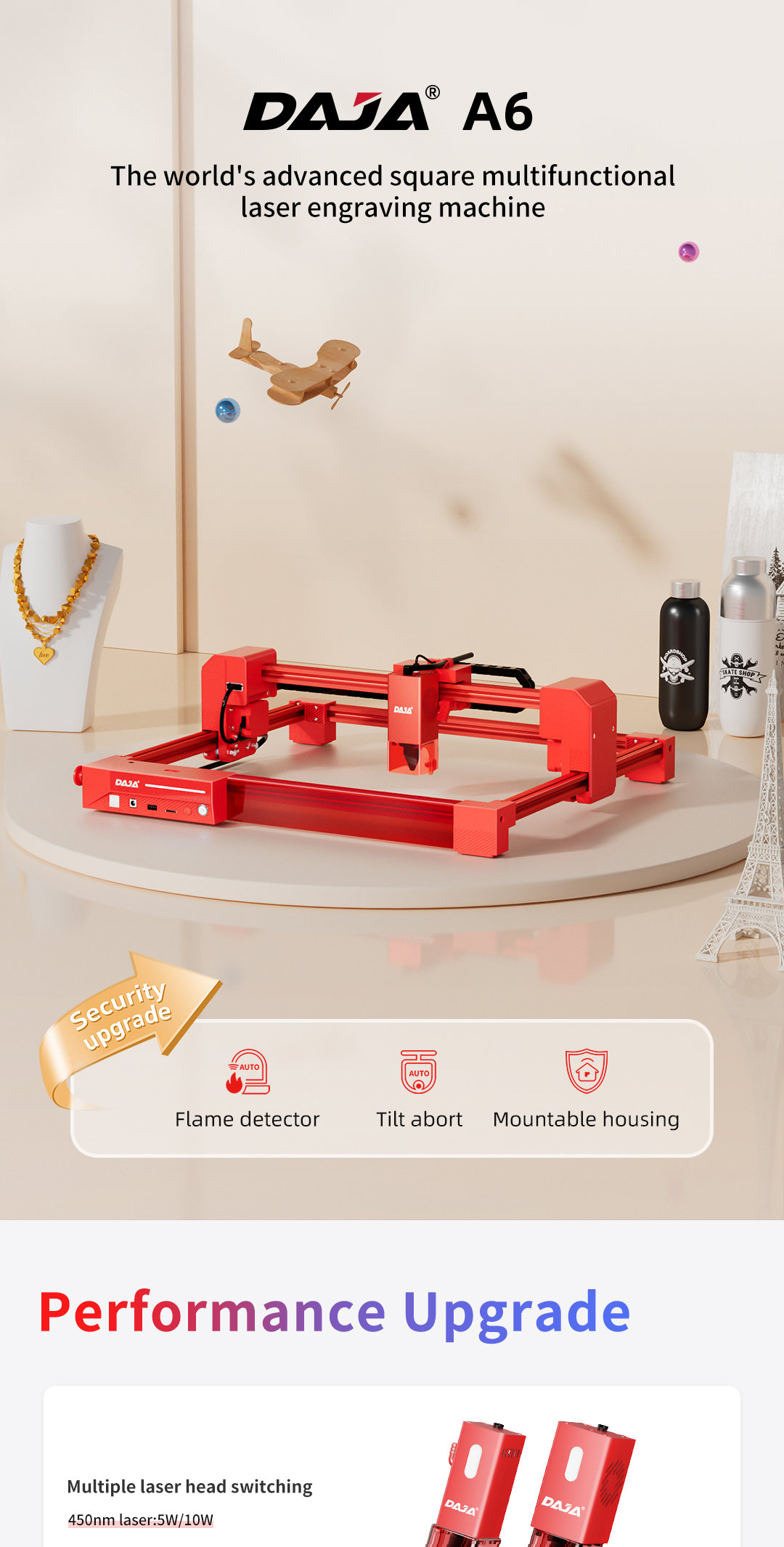Daja A6 Pro เครื่องแกะสลักกรอบเลเซอร์เชิงพาณิชย์พร้อมฝาครอบป้องกันพร้อม ...
