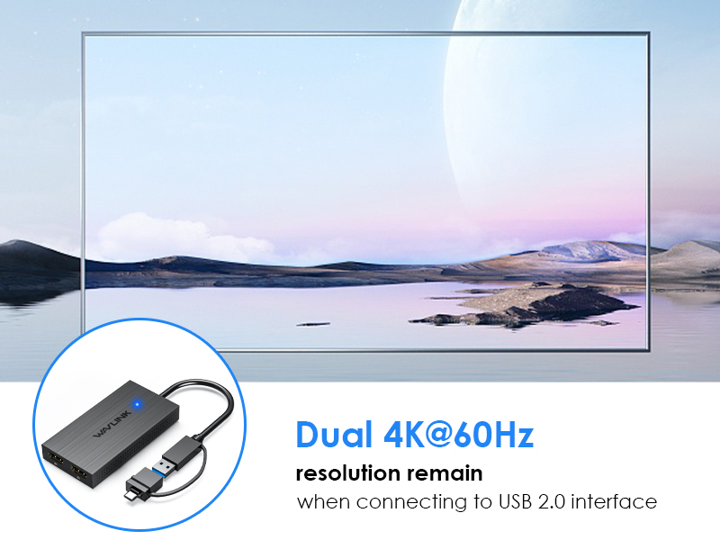 Wavlink USB A/USB C เป็นอะแดปเตอร์ HDMI คู่ DisplayLink Dual 4K @ 60Hz ...